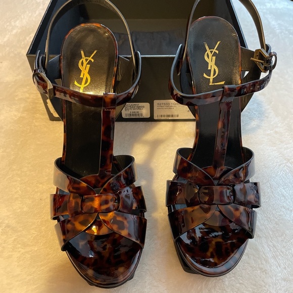 Yves Saint Laurent | Shoes | Ysl Brown Leopard Print Platform Heel ...